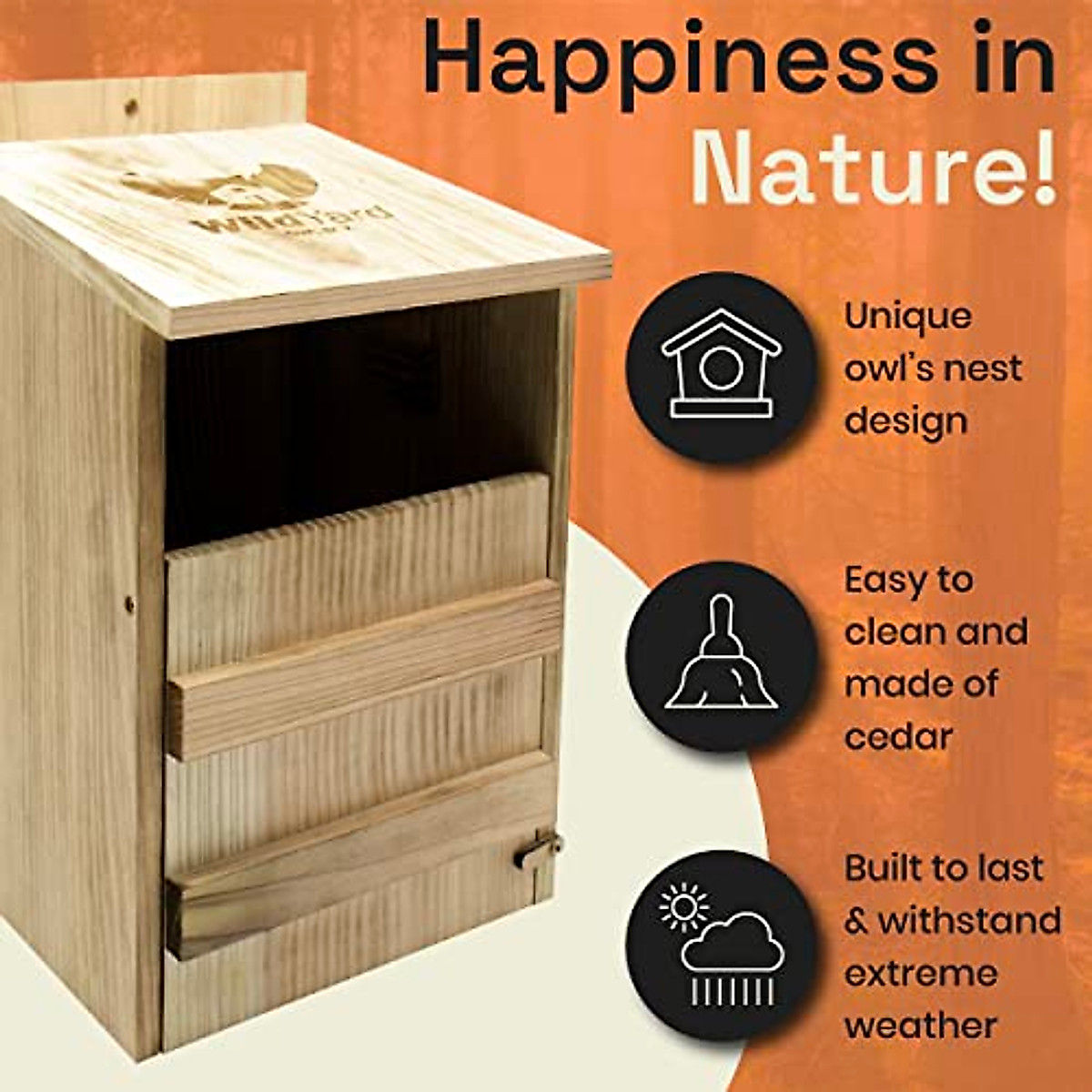 Owl House Real Wood - Easy to Hang - Prebuilt Owl Box for Outside - Houses Owls & Kestrels - Cedar Shavings & Screws Included - Owl Nesting Box - Barn Owl - Screech owl - Owl Houses for Outdoors