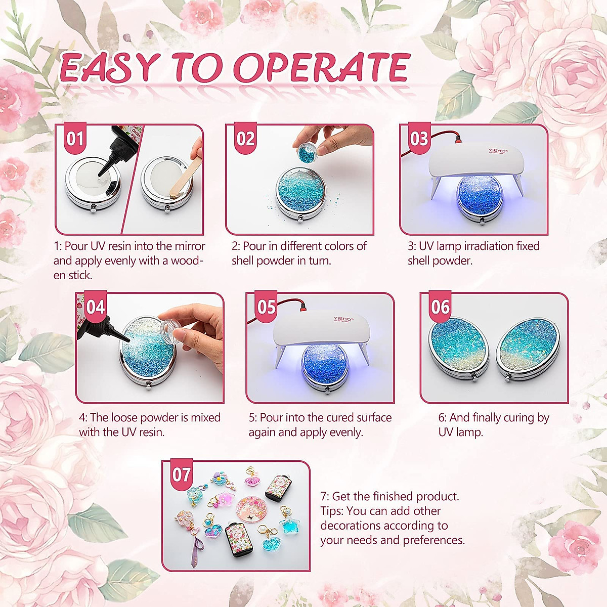 YIEHO 300g UV Resin Clear,Hard,Upgraded Crystal Clear Epoxy Resin Up Premixed UV Cure Resin for Craft Jewelry Making