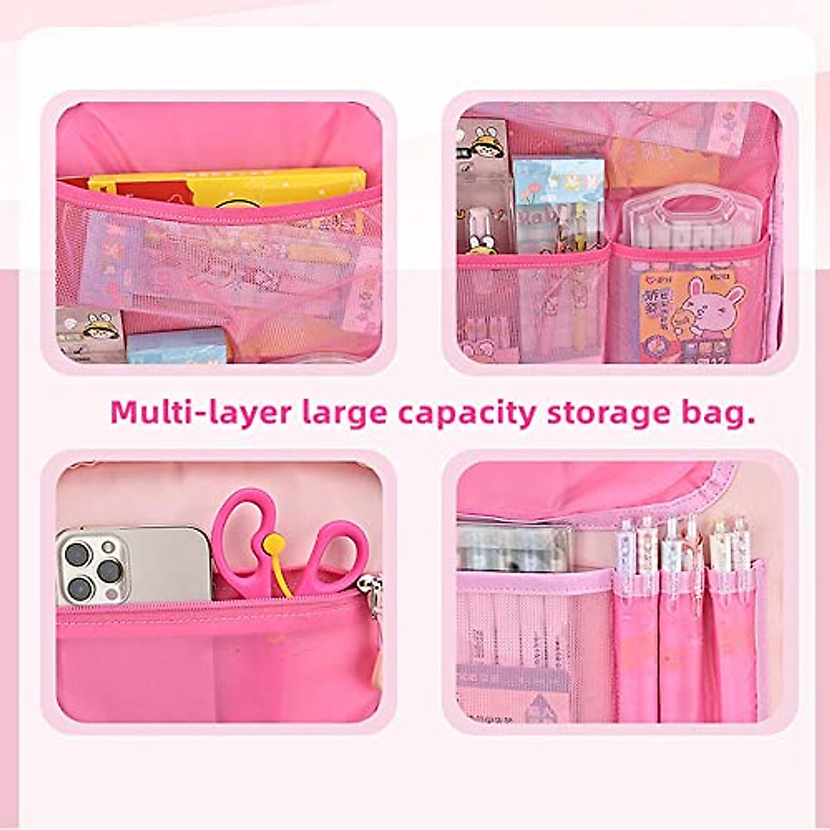 Xelere Bunny Backpack, Large-capacity Multi-pocket Schoolbag for Girls, Waterproof Schoolbag with Multi-compartment Design. (purple, small)