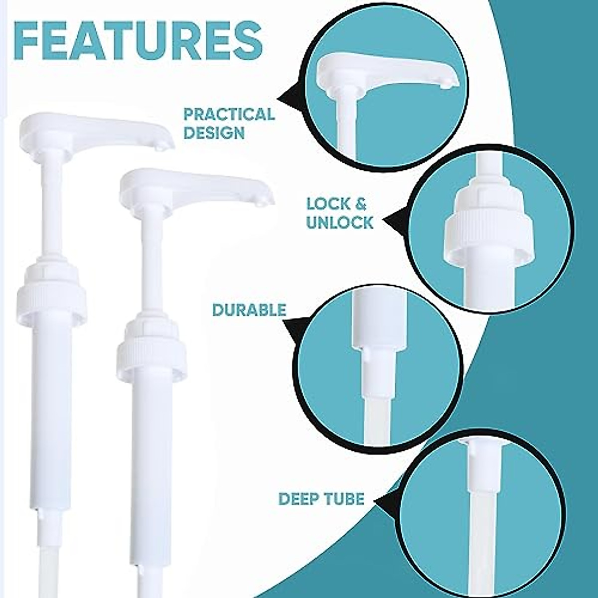 Sauce Pump Fit for Torani 64 Ounce Bottles, Syrup Pump Dispenser for Chocolate Caramel Sauces Sauce Pump Dispenser for Ghirardelli Bottles (4 Packs)