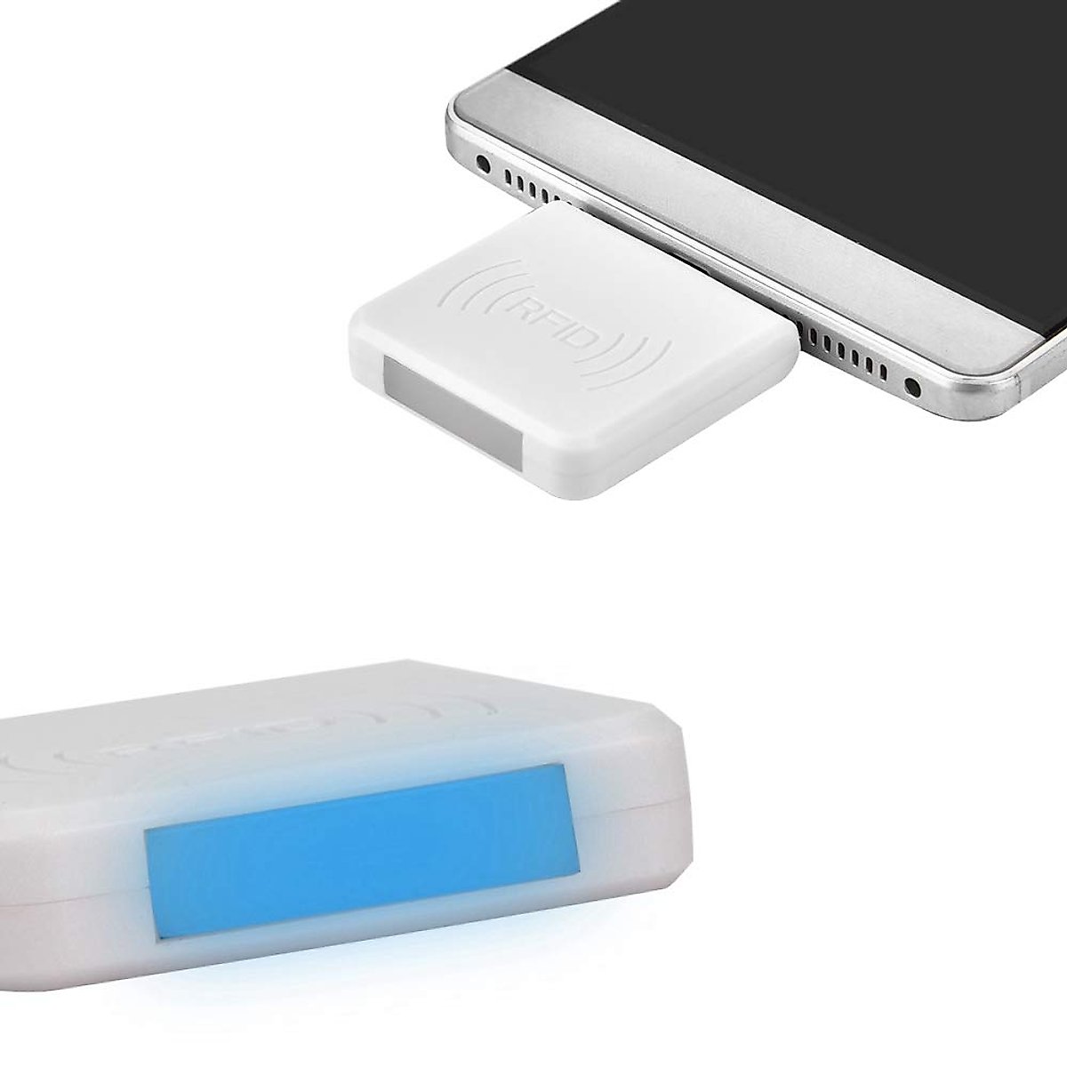 Portable Contactless Smart Card Reader, High Frequency RFID ID Mobile Phone Card Reader with USB Male Interface, 0.2s Fast Card Reading, IC/ID Dual Version, Support PC Phone Tablet (White)
