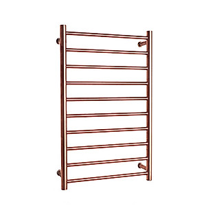 Towel Warmer Drying Rack Rose Gold for Bathroom, Wall Mounted Electric Heated Towel Drying Rack with 10-Bars, Stainless Steel Electric Heated Towel Rail Radiator, Hardwired