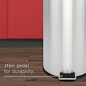 happimess HPM1000A Oscar 8-Gallon Step-Open Trash Can with Free Mini Trash Can, Fingerprint Resistant, Kitchen, Laundry Room, Office, Large: 7.9 Gallons, Small: 1.3 Gallons, Stainless Steel