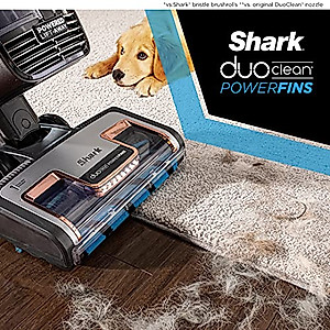 Shark AZ2002 Vertex Powered Lift-Away Upright Vacuum with DuoClean PowerFins, Self-Cleaning Brushroll, Large Dust Cup, Pet Crevice Tool, Dusting Brush & Power Brush, Silver/Rose Gold