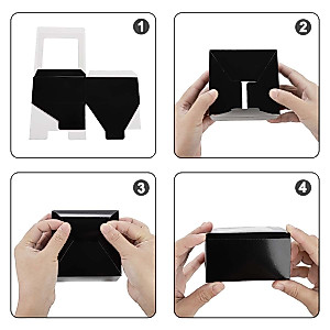 Frantis Black Gift Boxes 24 Pack 4x4x2 Inches With Window Soap for Party Gift Boxes, Its Apply to Displaying Gift Packaging, Soap Boxes Easy to Assemble With Elegant Ribbons