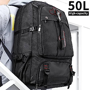 SSWEISIKER Travel Backpack for Men, Large 35L Laptop Backpack with USB Charging Port Fits 15.6 Inch Computer, Waterproof Carry on Bags for Airplanes Hiking Weekender Overnight, Black