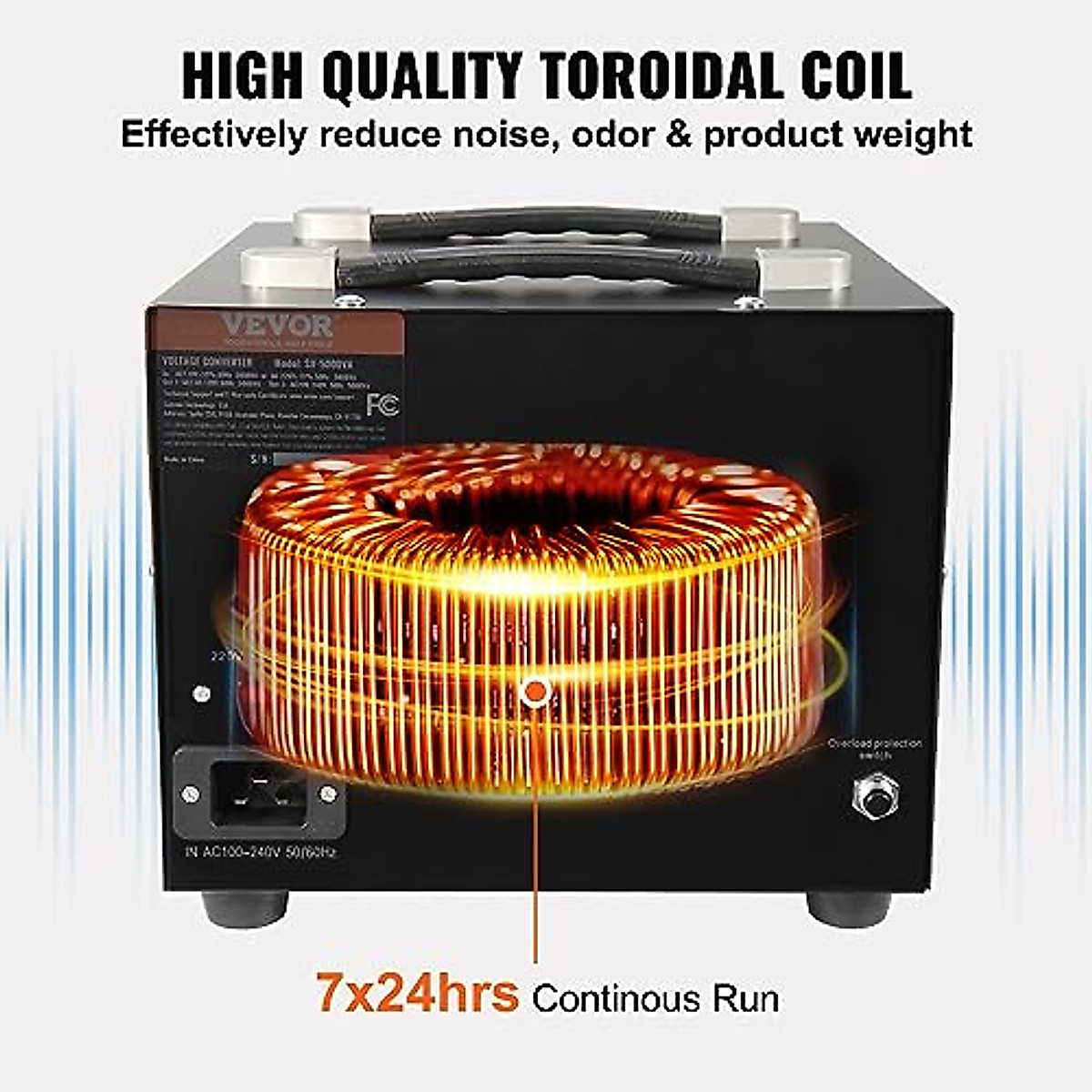 VEVOR Voltage Converter Transformer, 5000W, Heavy Duty Step Up/Down Transformer, Convert from 110 Volt to 220 Volt and from 220 Volt to 110 Volt, with US Outlet EU Outlet 5V USB Port, CE Certified