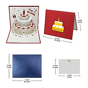 Magic Ants Pop Up Happy Birthday Card,3D Birthday Popup Cards,Birthday Cake Funny Postcards Pop Up Greeting Cards,Pop Up Birthday Cards for Women Men (Fruit Birthday Cake - Red)