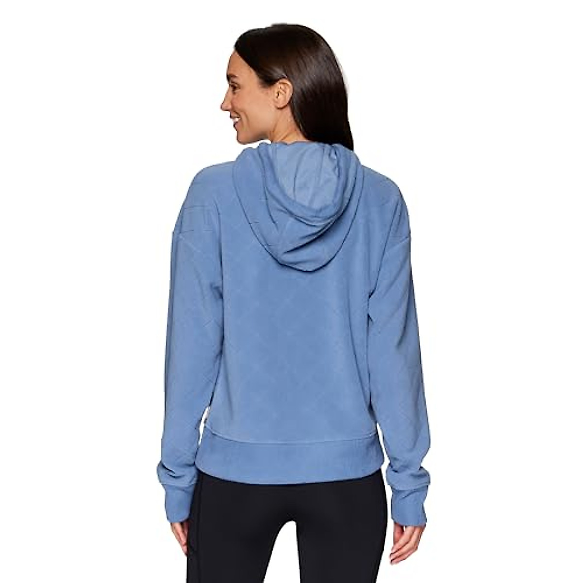 Avalanche Fleece Hoodie for Women, Relaxed Fit Quilted Sweatshirt with Hood, Lightweight Soft Fleece Sweatshirt for Women, Quilted Pullover Sweater for Hiking, Casual Wear Blue S