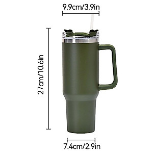40oz Mug Tumbler With Handle And Straw, 304 Stainless Steel Water Bottle, Vacuum Stainless Steel Cup, Keep Drinks Cold/Hot, Dishwasher Safe, Fit in Car Holder Travel Coffee Mug for Home/Office/Camping