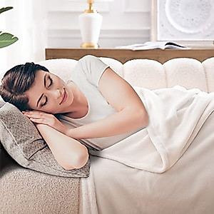 Bertte Fleece Throw Blanket Super Soft Cozy Warm Lightweight Throw for Sofa Couch Luxury Decorative Velvet Pattern Bed Blanket, 50"x60", Ivory White