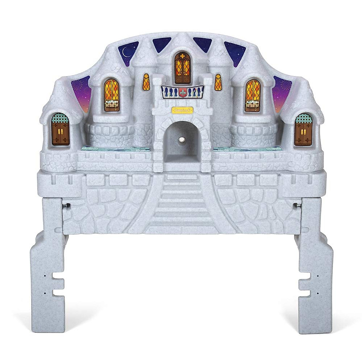 Simplay3 Imagination Castle Headboard, Twin Size Plastic Castle Bed headboard for Toddlers, Kids and Girls with Princess Toy Play Storage Area, Gray & Pink, Made in USA