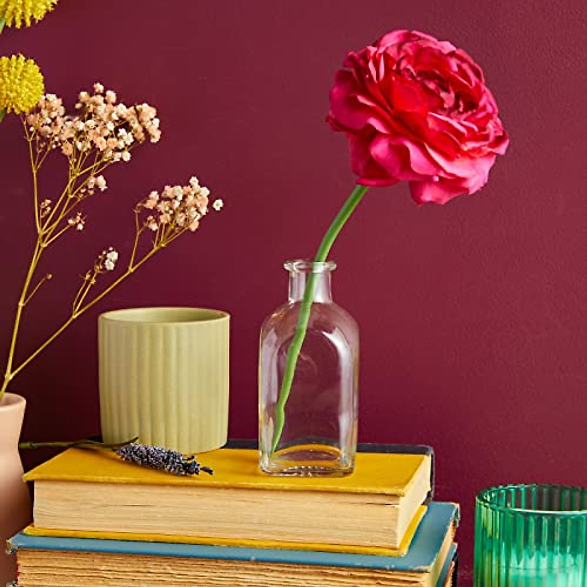 Juvale 12 Pack Clear Glass Bottles with Cork Lids, Tiny 6 oz Vintage Style Potion Vases for Flowers, DIY Crafts, Party Favors, Home Decor