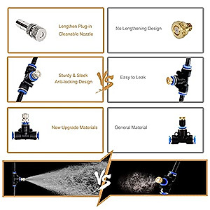 Misting Cooling System,10 Stainless Steel Mist Nozzles 10 Connector Outdoor Cool Mister for Patio Garden Umbrellas Greenhouse Fan Trampoline Waterpark, 1/4" Misting Hose NOT Included