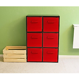 Simple Houseware Foldable Cube Storage Bin, Red - 6 Pack