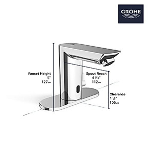 Grohe 36466000 Baucosmopolitan E Touchless Electronic Faucet with Temperature Control Lever, Battery-Powered