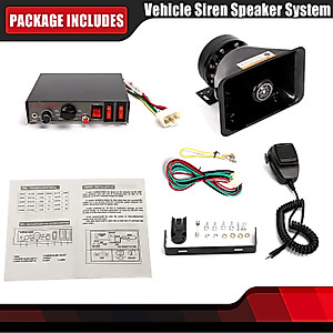 9 Tones Police Siren 200W Wired Handheld Microphone Loudspeaker Emergency Siren Electronic PA System Amplifier Black Plastic Square Speaker DC12V