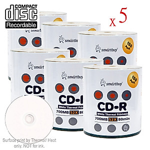 Smartbuy 3000-disc 700mb/80min 52x CD-R White Thermal Hub Printable Blank Recordable Media Disc