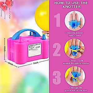 Balloon Pump Electric, 110V 600W Balloon Blower Inflator Dual Nozzle Air Pump Balloons Inflator for Decoration, Party, Sport,Gifts:2 Balloon Tying Tools