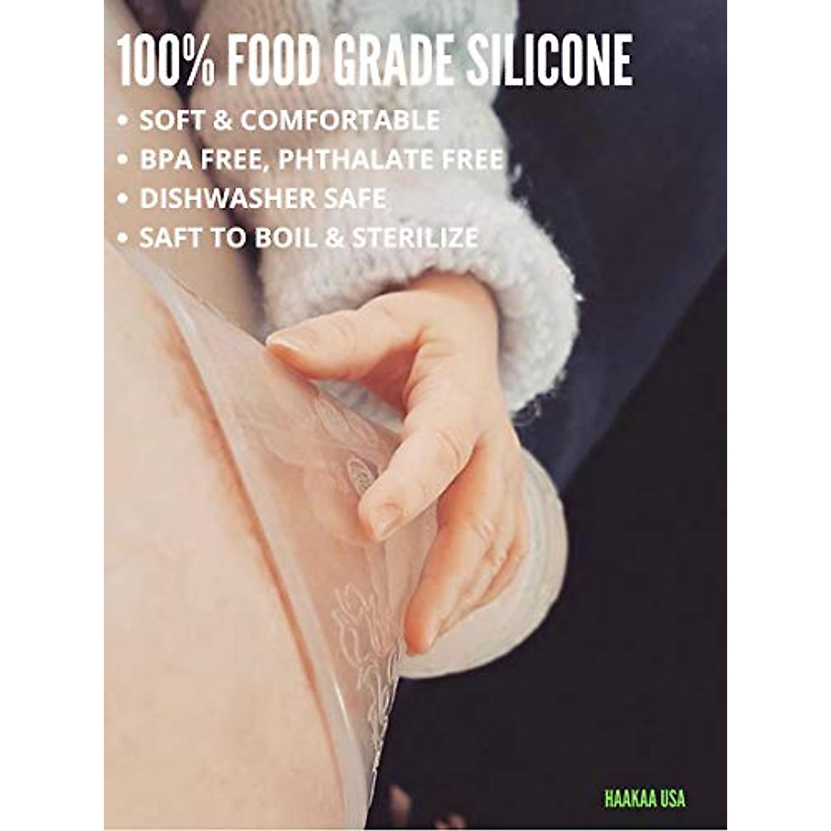 Haakaa New Silicone Breast Pump 150ML with Suction 100% Food Grade Silicone BPA PVC and Phthalate Free (150ml)