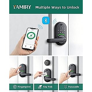 Smart Door Handle Lock with Keypad: Yamiry Fingerprint Smart Lock - Keyless Entry Door Lock for Front Door - Digital Door Lock - WiFi Door Lock with APP - Genarate Passcode Remotely - DIY Installation