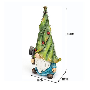 Sxxrdz Creative Garden Resin Gnome Statue Cute Shaped Gnome Figurine, Outdoor Garden Waterproof Figurine with Solar Powered LED Lights, for Home Garden Outdoor Indoor Decor Supplies