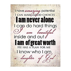 I Am Amazing Daughter of God - Spiritual Wall Art. Modern Typographic Inspirational Wall Art. Ideal For Home Decor, Office Decor, & Bedroom Decor. Perfect Gift For Daughters. Unframed - 8x10"
