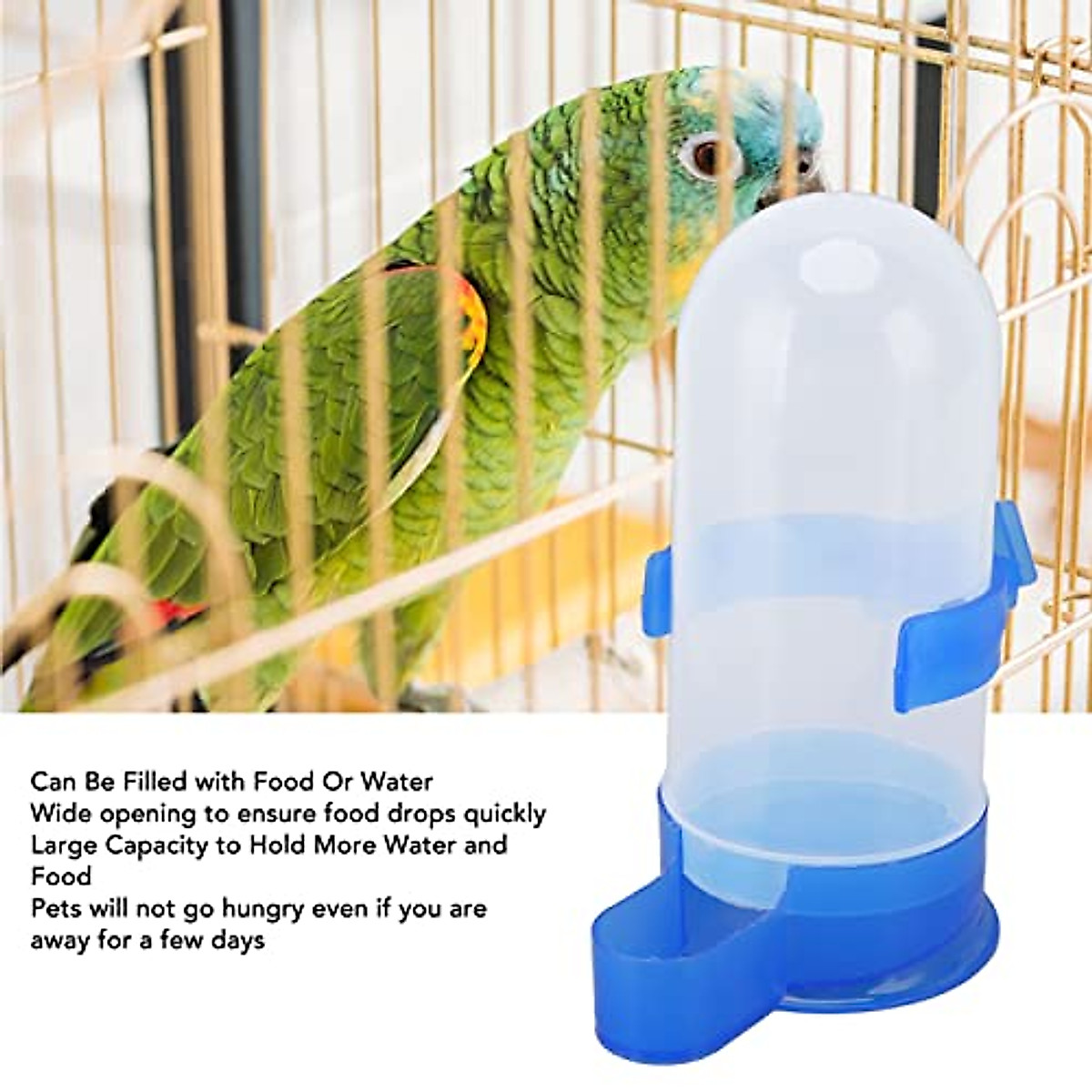 Pssopp Automatic Bird Feeder Bird Water Dispenser Clear Bird Food Seed Dispenser Container Hanging Cage Feeder Dispenser
