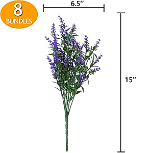 GREENRAIN 24 Bundles Artificial Lavender Flowers Outdoor Fake Flowers for Decoration UV Resistant No Fade Faux Plastic Plants Garden Porch Window Box Décor (Purple)