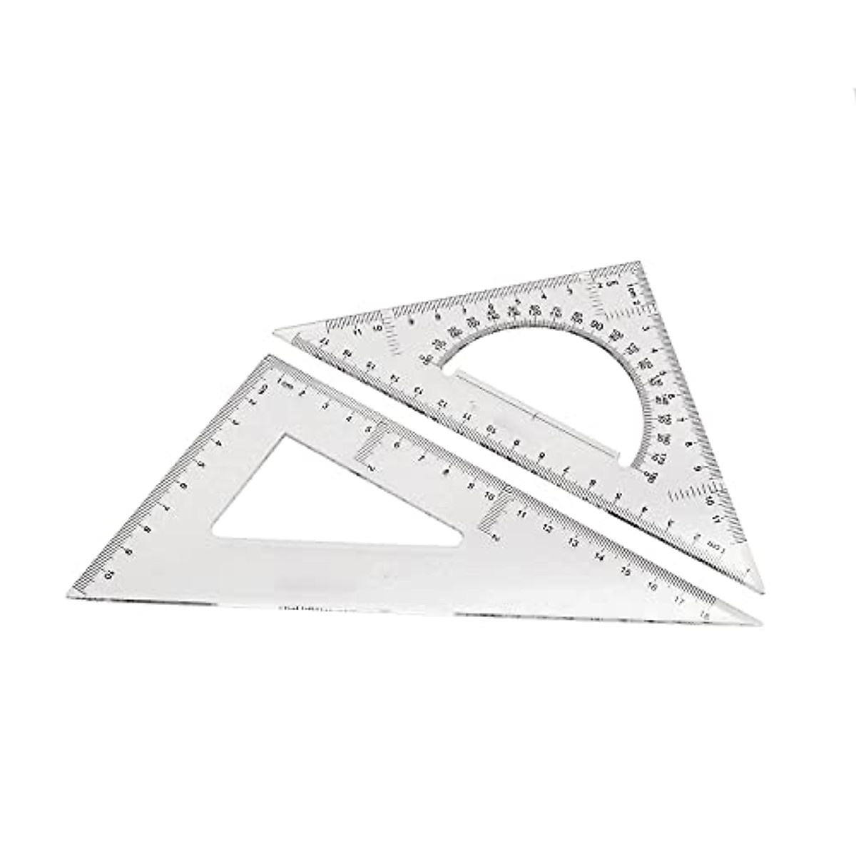 Pack of 2 Transparent Triangle Plastic Ruler Scale Set Square:30/60 Degree & 45/90 Degree Angle Acrylic Architectural Drawing Drafting Tool School Classroom Kids Triangular Rulers