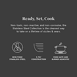 Caraway Stainless Steel Sauce Pan (3 Qt) - 5-Ply Stainless Steel - Oven Safe & Stovetop Agnostic - Non Toxic, PTFE & PFOA Free