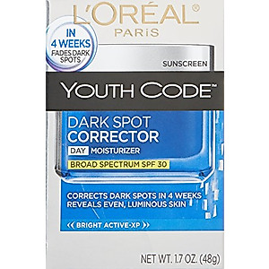 Dark Spot Corrector Face Moisturizer with SPF 30 for Even Skin Tone by L’Oreal Paris, Youth Code Anti-Aging Day Cream, Non-greasy, 1.7 oz.