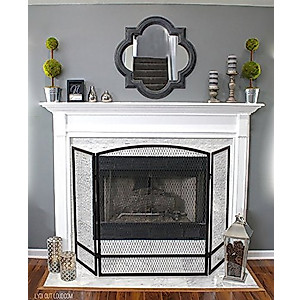 Panacea Products 15951 3-Panel Arch Screen with Double Bar for Fireplace, 29.25 Inch