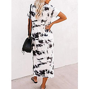 Tie Dye Split Dresses for Juniors Long Short Sleeve Summer Beach X-Large