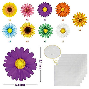OSNIE 45Pcs Summer Sunflower Cutouts, Creative Springtime Flowers Wall Decals Bulletin Board Sets, Gerbera Daisy Wall Décor for Classroom School Office Birthday Party Baby Shower, 5.1 x 5.1 Inches