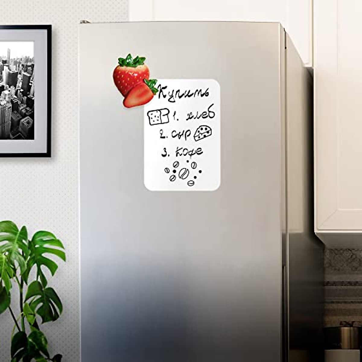 Fruit Vegetable Refrigerator Magnet - 1 Set Resin 3D Fridge for Refrigerator Cute Decor for Home Kitchen Office Whiteboard (Strawberry Refrigerator Magnet)