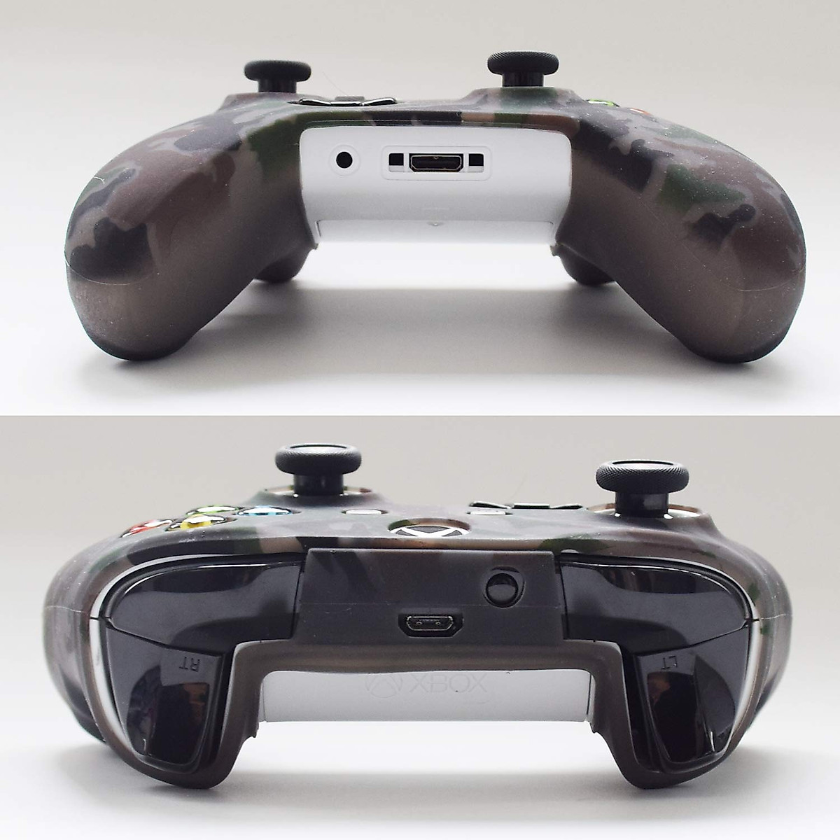 Hikfly Silicone Gel Controller Cover Skin Protector Kits for Xbox One/Xbox One S/Xbox One X Controller Video Games(1 x Controller Camouflage cover with 8 x Thumb Grip Caps)(Grey)