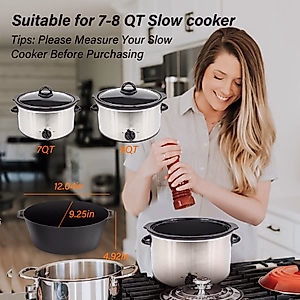 Slow Cooker Liners fit Crock-Pot 7-8 Quart Oval Slow Cooker, Reusable & Leakproof Dishwasher Safe Cooking Liner with Double Handle of Slow Cooker Liners fits 7-8QT Crock Pot