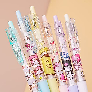 FourFine 6 Pcs Kawaii Pens Anime Kitty Pen Merchandise Black Ink 0.5mm Ballpoint Pens Cat Office School Supplies for Girls Women Press Gel Pen