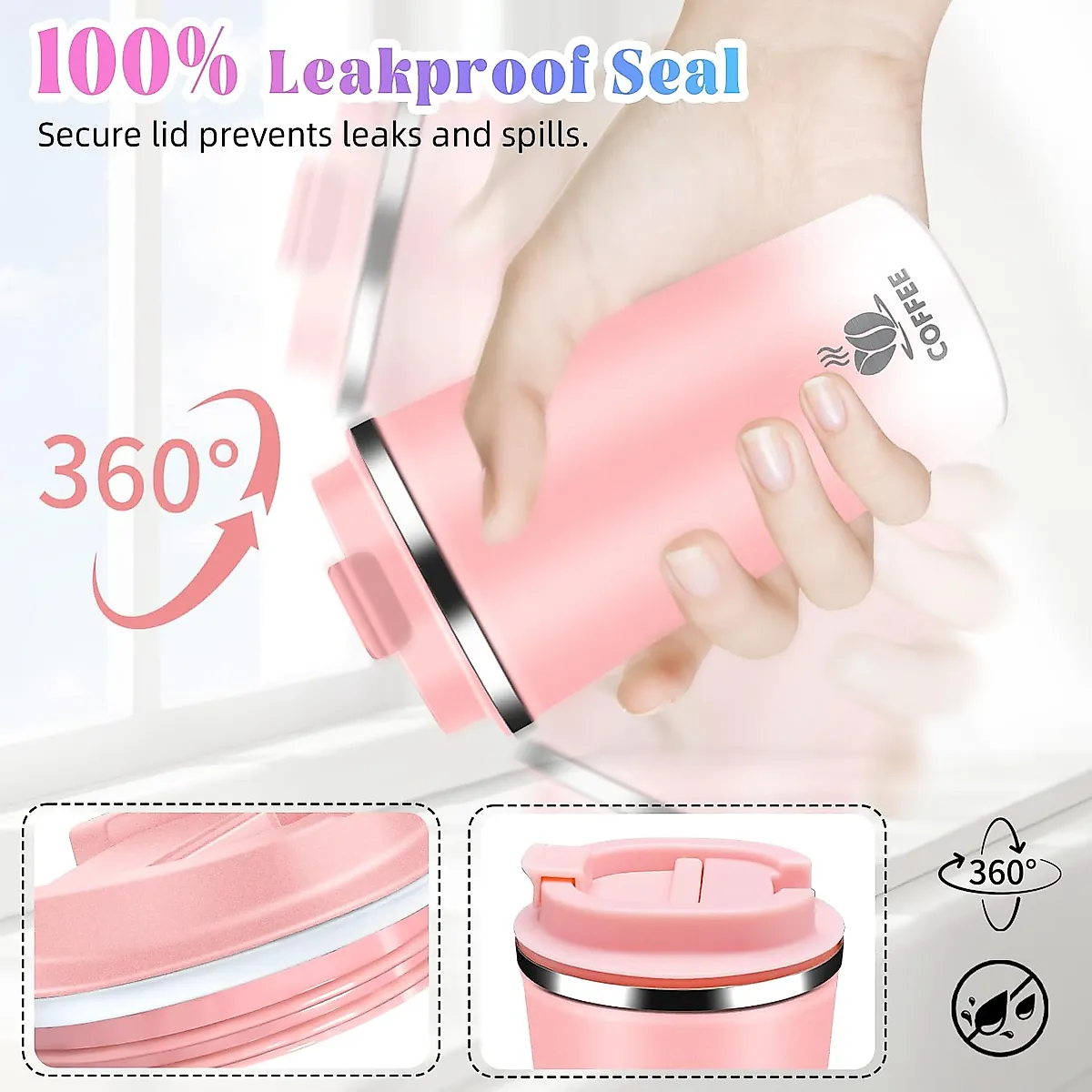 17oz Insulated Travel Coffee Mug with Flip Lid – Leakproof Stainless Steel Insulated Coffee Tumblers, Portable Thermos Cup for Hot & Cold Drinks, Perfect for Camping & On-the-Go