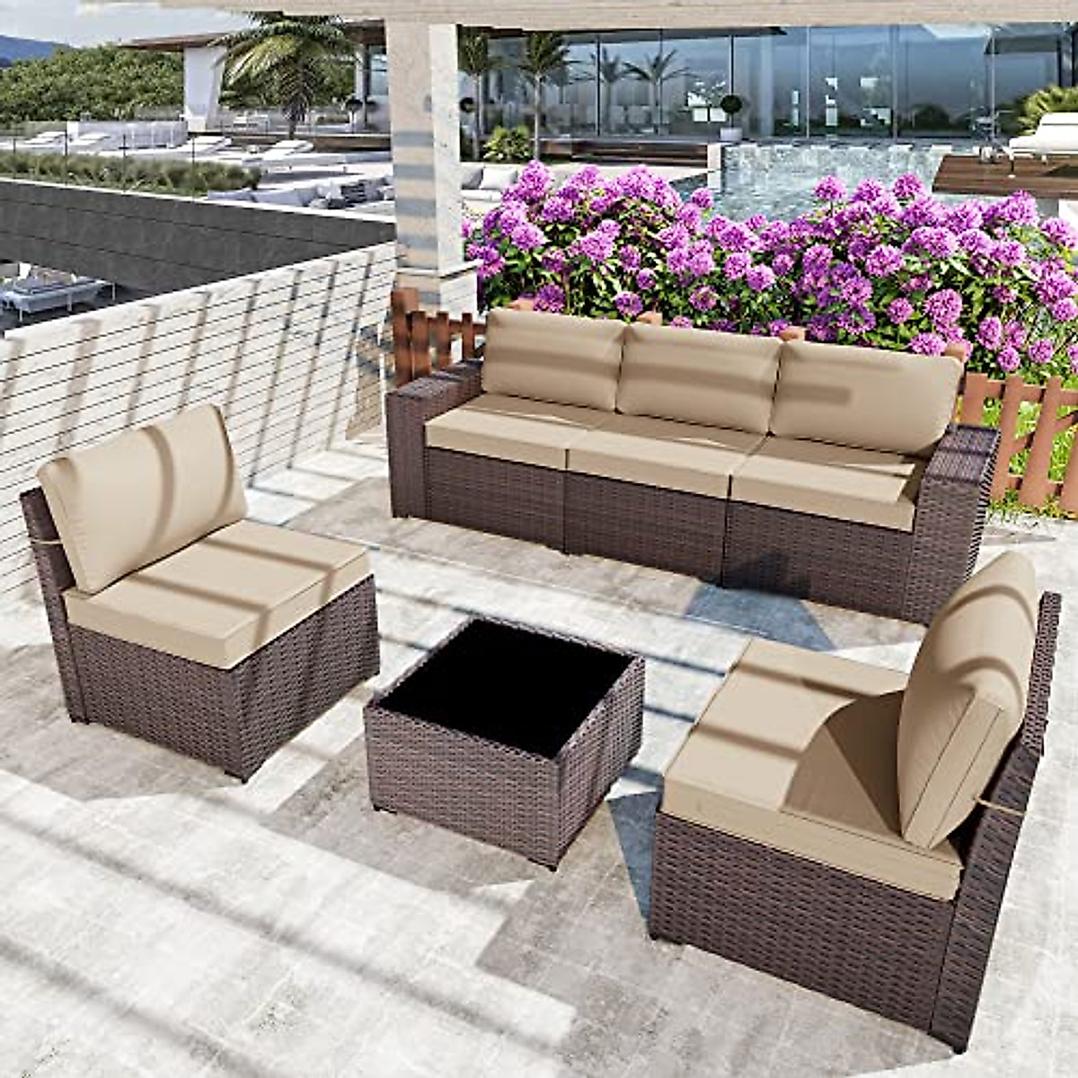 Piltwoff 2023 New 6 Pieces Outdoor Furniture Patio Set, Modern All-Weather Patio Furniture Sets,Garden/Backyard/Balcony Patio Conversation Set