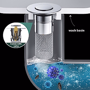 2Pcs Bathroom Sink Stopper,UniversalBasin Pop Up Bathroom Drain Stopper, for 1.1~1.29 in U.S. Standard Drain Holes, with Hair Catcher Anti Clogging Bathroom Sink Drain Strainer