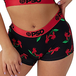 PSD Women's Playboy Cherries Modal Boy Shorts, Black, L