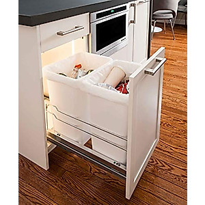 Rok Kitchen Cabinet Smooth Soft Close Double 36 Qt. Heavy Duty Waste Recycle Bin Trash Can Pull Out Organizer Container