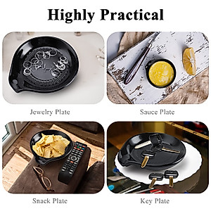 HONEZUEN Kitchen Black Spoon Rest for Stove Top, Round Large Ceramic Spoon Holder for Kitchen Counter, Rustic Farmhouse Utensil Rest for Spatula, Ladle, Spoons or Tongs, Dishwasher Safe