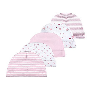 Newborn Baby Boy Baby Girl Hats 0-6 Months Unisex Organic Cotton Caps and Mittens Set 10-Piece, Pink1