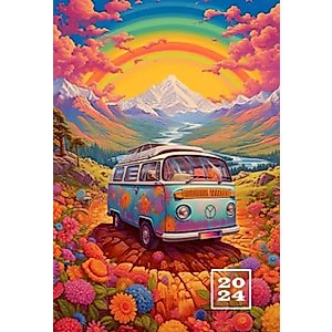 2024: A6 Wochentaschenkalender | 1 Woche auf 2 Seiten Terminplaner | Buchkalender im Mini Format | Weekly Planner Kalender | Jahresplaner Kalenderbuch ... Klein & Kompakt | Hippie Van (German Edition)