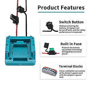 Anztek Fit for MAKITA 18v Battery Power Mount Connector Adapter Dock Holder with 14 awg Wires
