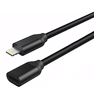 for iPhone Charger Extension Cable,6FT Lightning Extender Dock Cable Compatible with iPhone 14 Pro 13 Pro Max 12 11 X XR 8 7 6 Male to Female Cable Extension Adapter Cord Pass Video,Data,Audio (Black)
