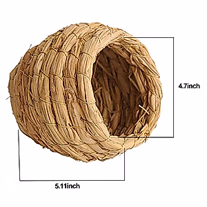 kathson Birdcages Straw Bird Nests Natural Grass Woven Birdhouse Resting Breeding Nesting Cages Hideaway Shelter for Finch Canary Budgie Lovebird Pearl Bird and Small Parrot 